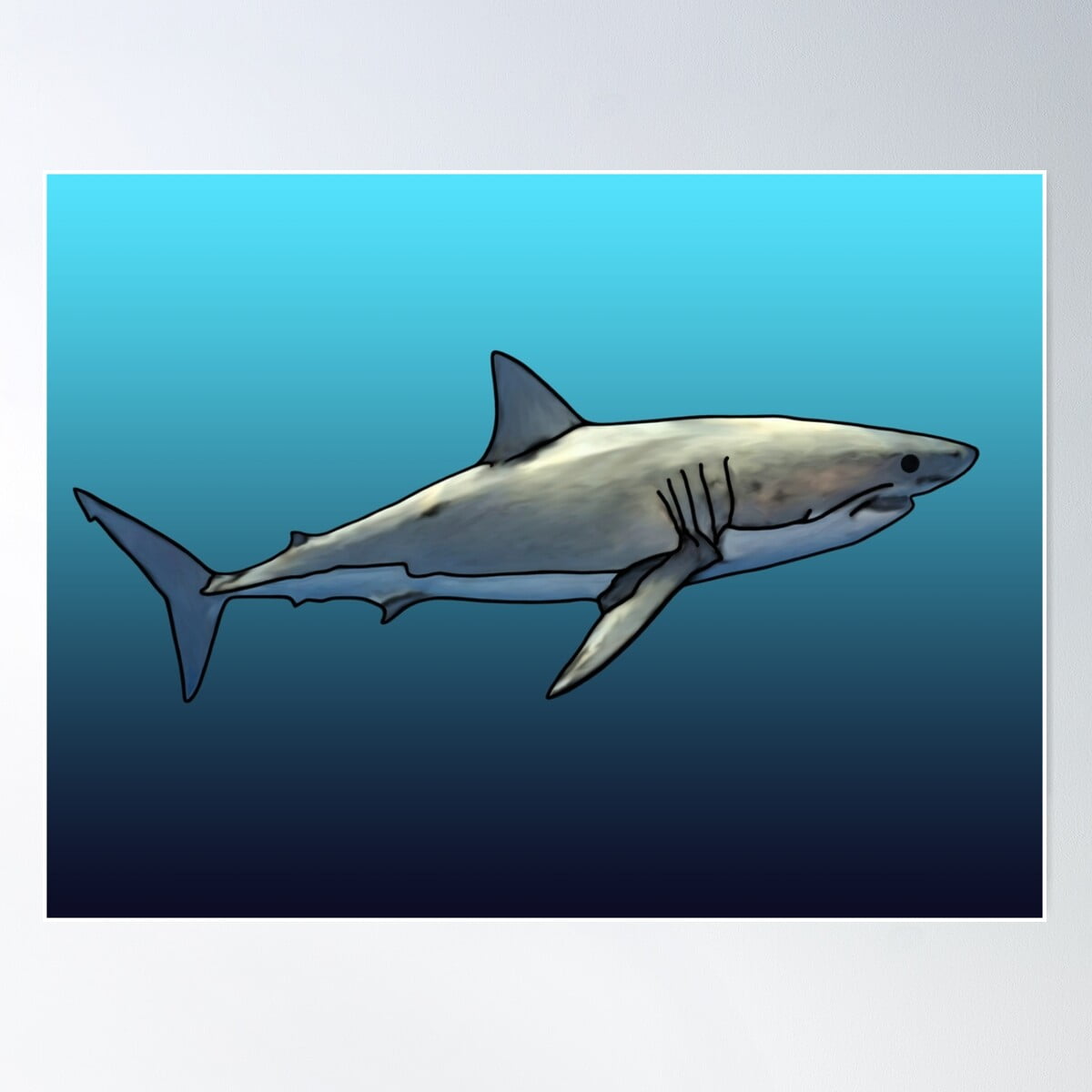 Great White Shark Poster Wall Art, Modern Wall Decor For Living Room ...