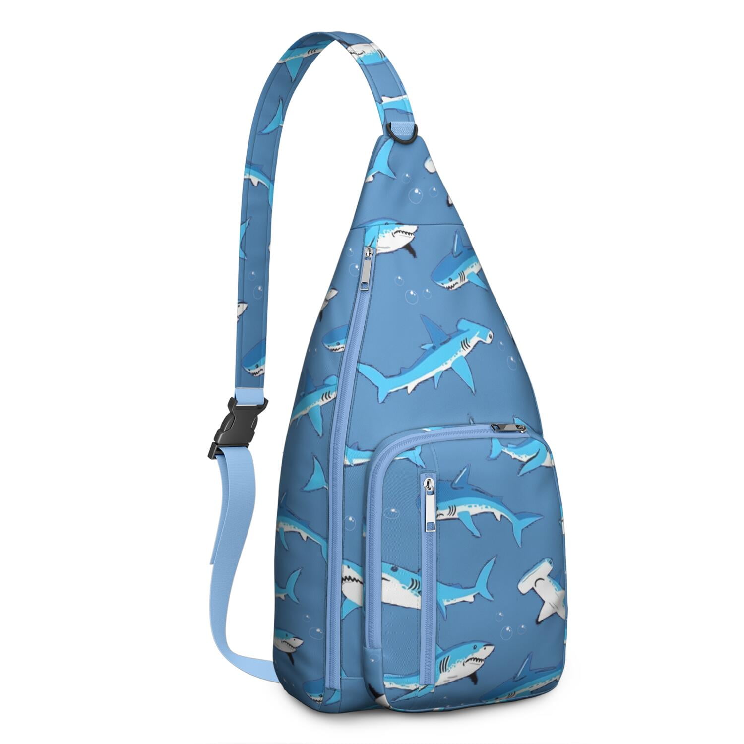 Great White Shark Print Sling Bag - Fierce Ocean Predator Design ...