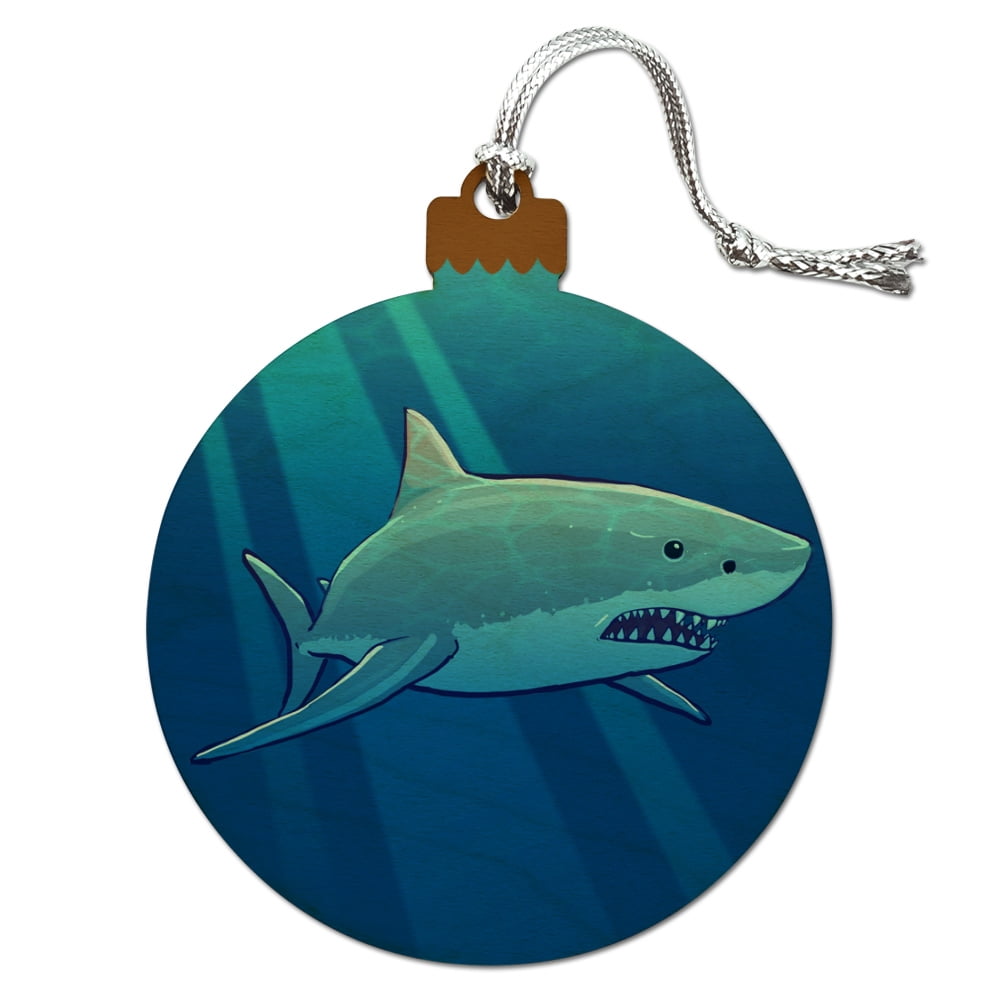 Great White Shark Realistic Wood Christmas Tree Holiday Ornament ...