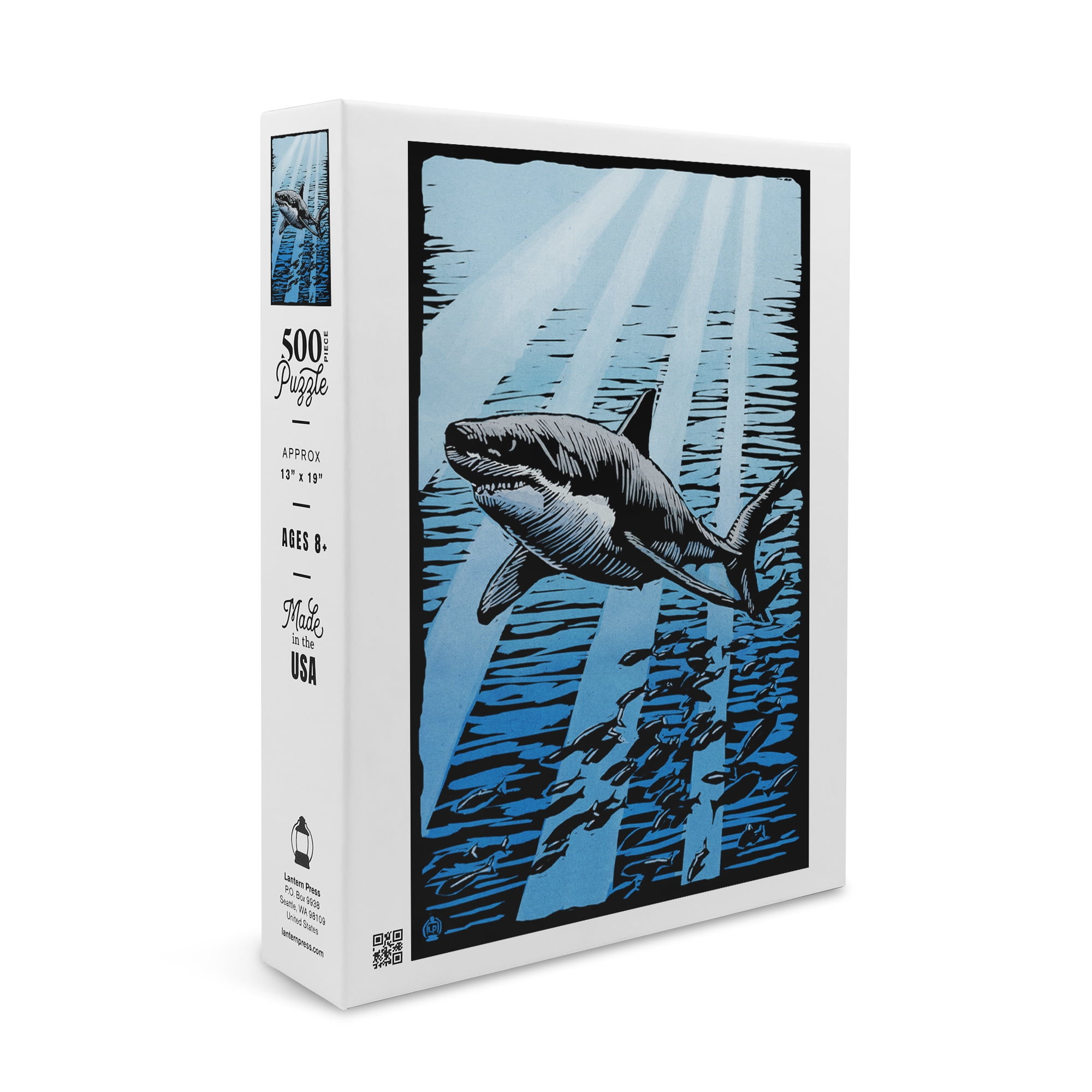 Great White Shark, Scratchboard (19x27 inches, Premium 500 Piece Jigsaw ...