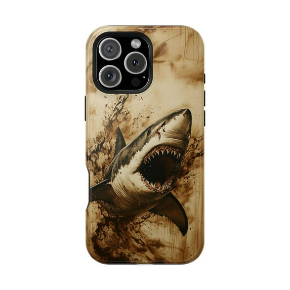 Great White Shark Swimming Vintage Ocean Artistic Scene Case with ...