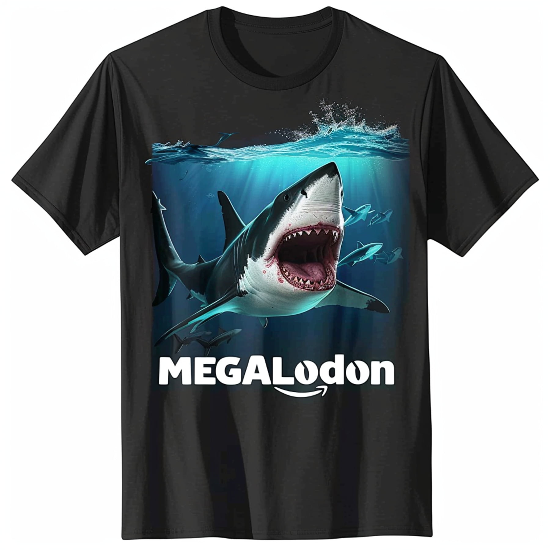 Great White Shark Vector Graphic T Shirt Black Tee with Vector Art ...