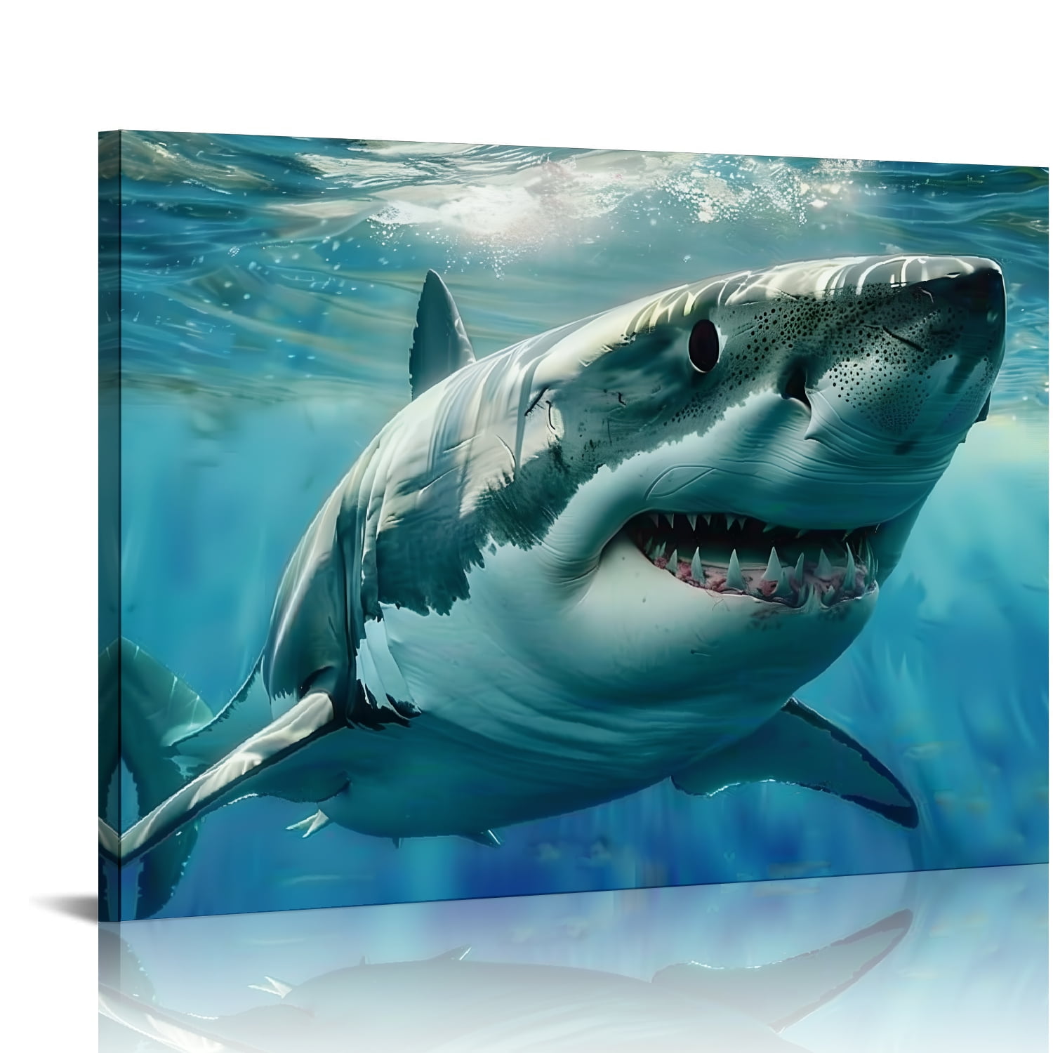 Great White Shark Wall Decor for Bedroom Modern Canvas Prints Home Art ...