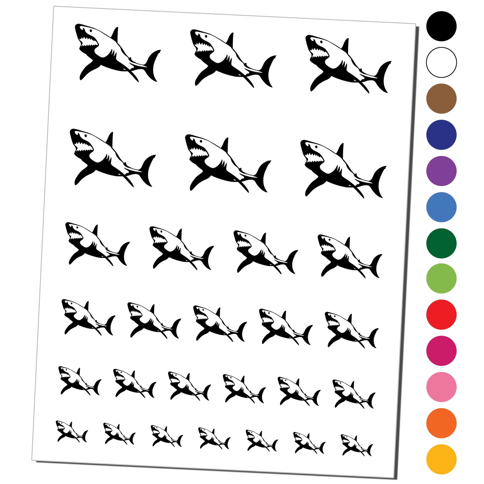 Great White Shark Water Resistant Temporary Tattoo Set Fake Body Art ...