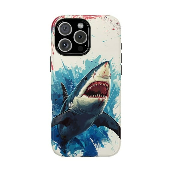 Great White Shark in Dynamic Abstract Ocean Predator Artwork Phone Case ...
