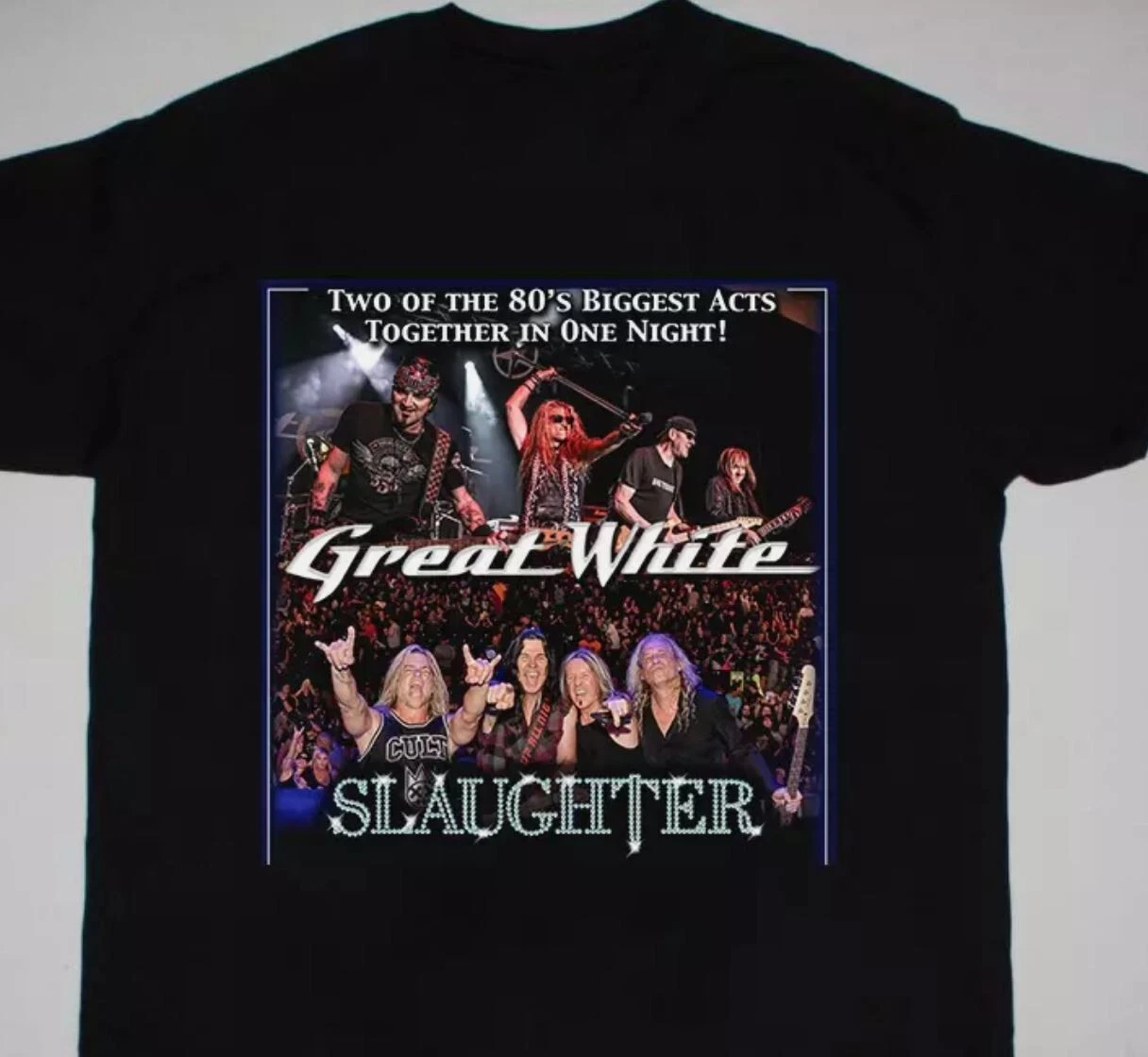 Great White with Slaughter Band Live In Concert 2025 T Shirt Full Size ...