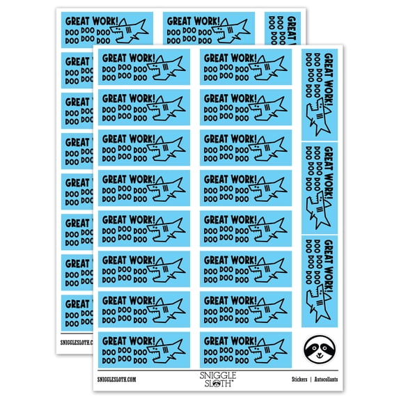 Great Work Doo Doo Doo Shark Teacher Student School Sticker Set - Light ...