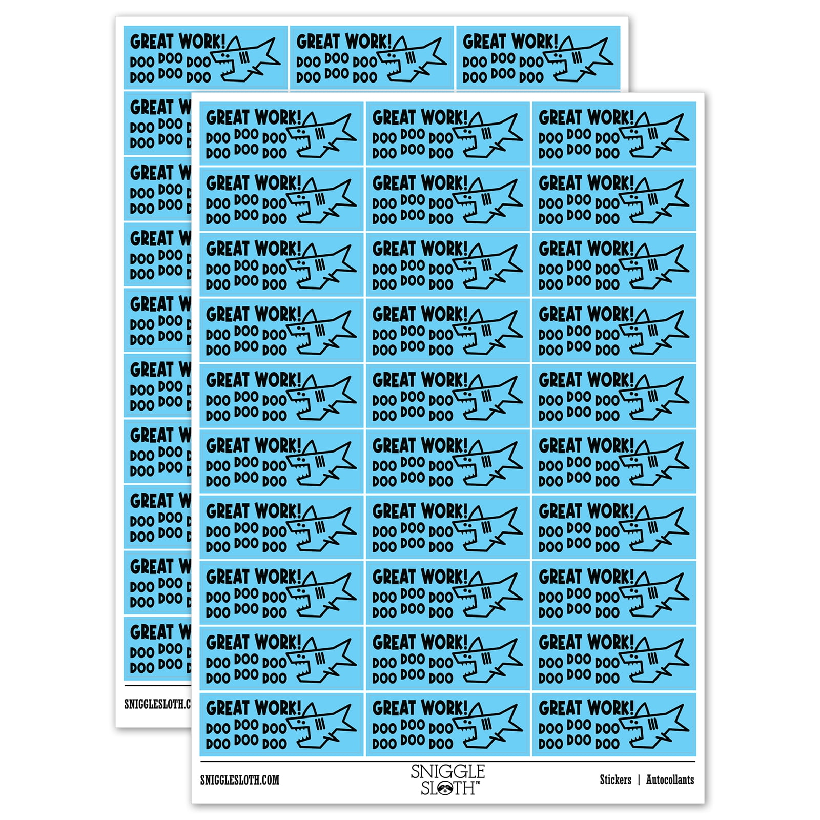 Great Work Doo Doo Doo Shark Teacher Student School Sticker Set - Light ...
