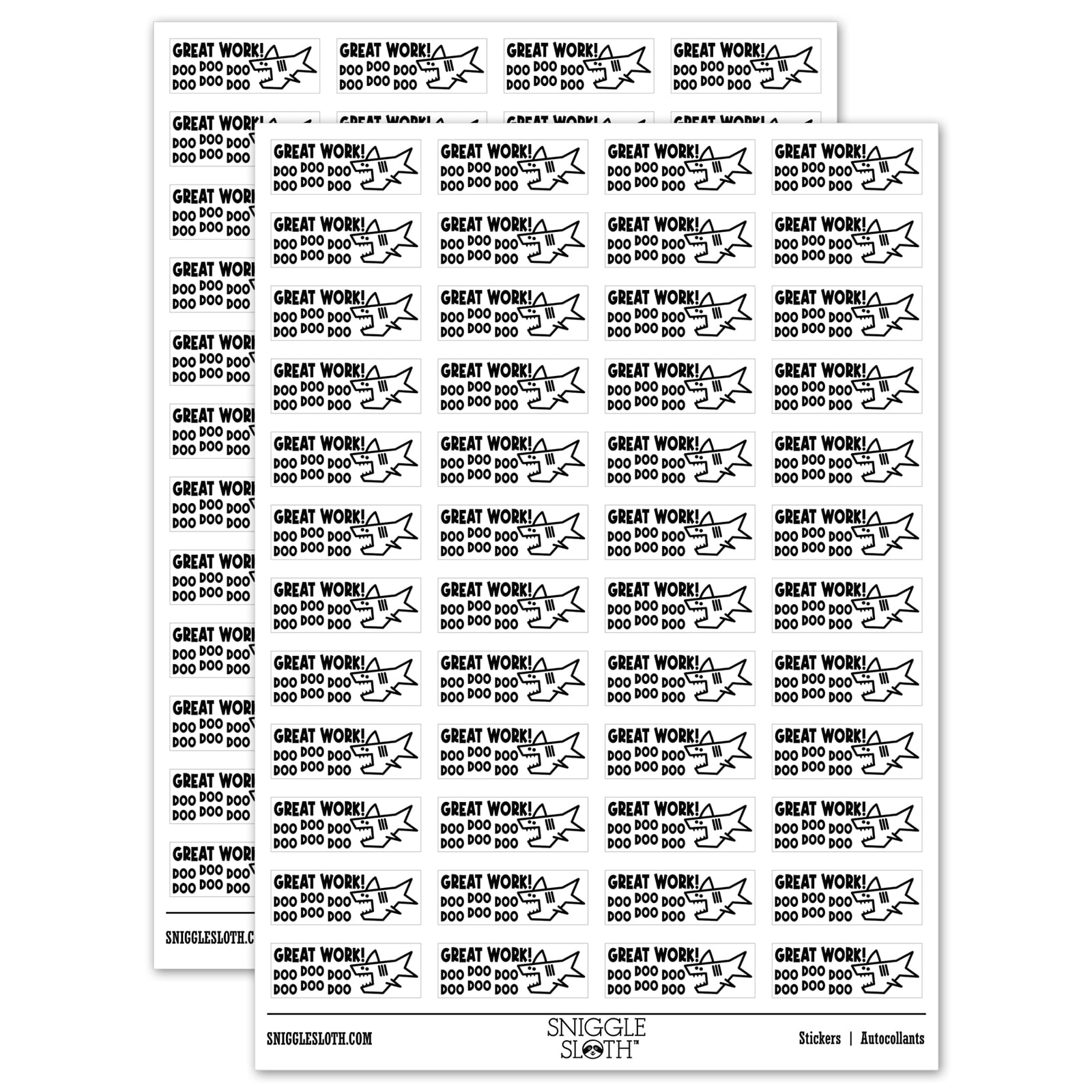 Great Work Doo Doo Doo Shark Teacher Student School Sticker Set - White ...