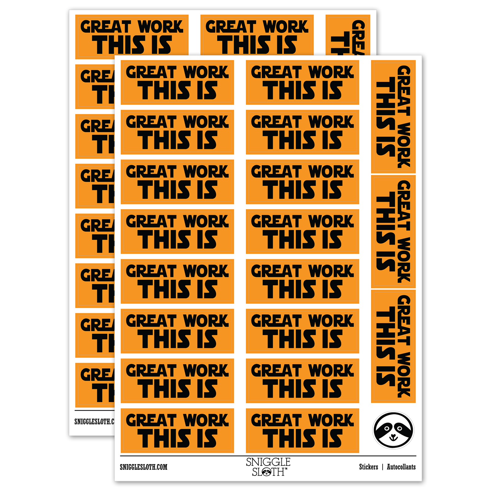 Great Work This is Teacher Student School Sticker Set - Orange - Gloss ...