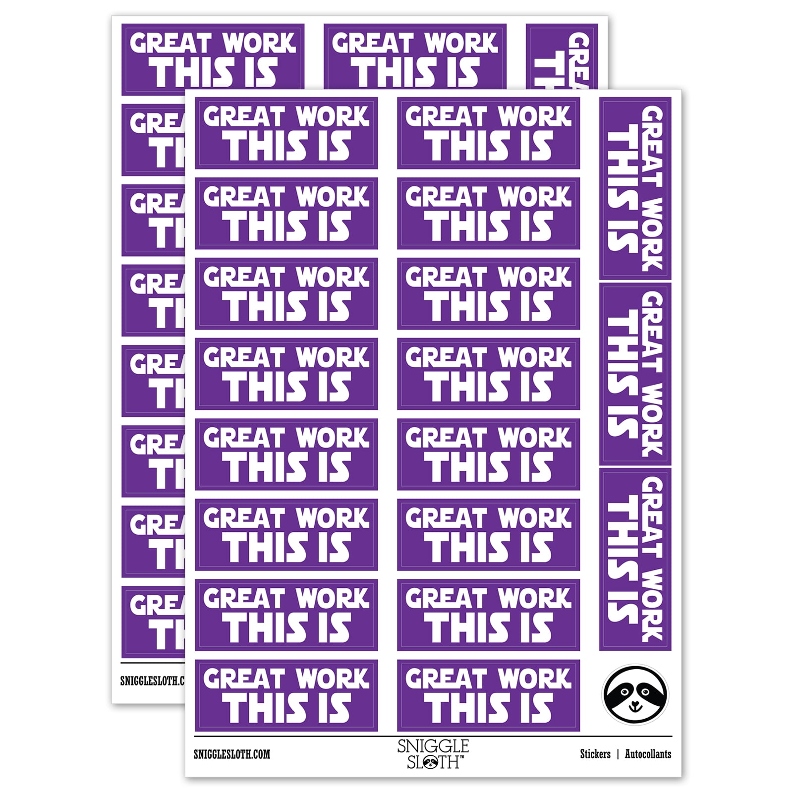 Great Work This is Teacher Student School Sticker Set - Purple - Gloss ...