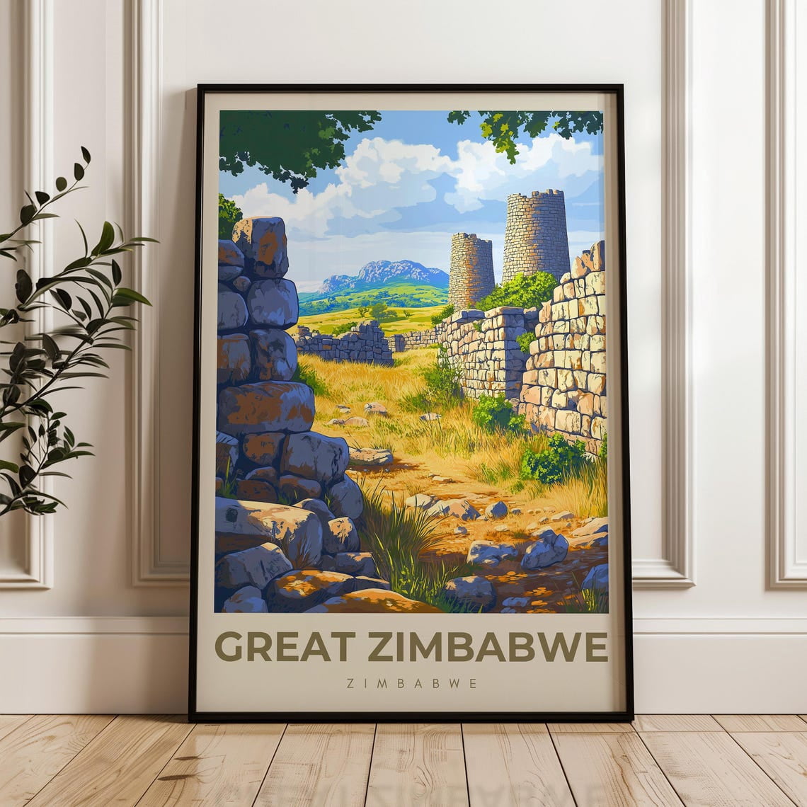 Great Zimbabwe Travel Print Zimbabwe Wall Art Print, African ...
