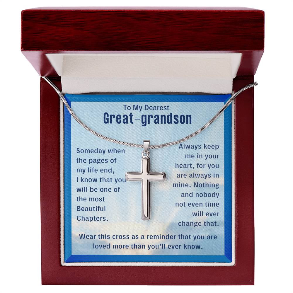 Great-grandson, You Are Loved - Cross Necklace - Artisan Cross Necklace ...