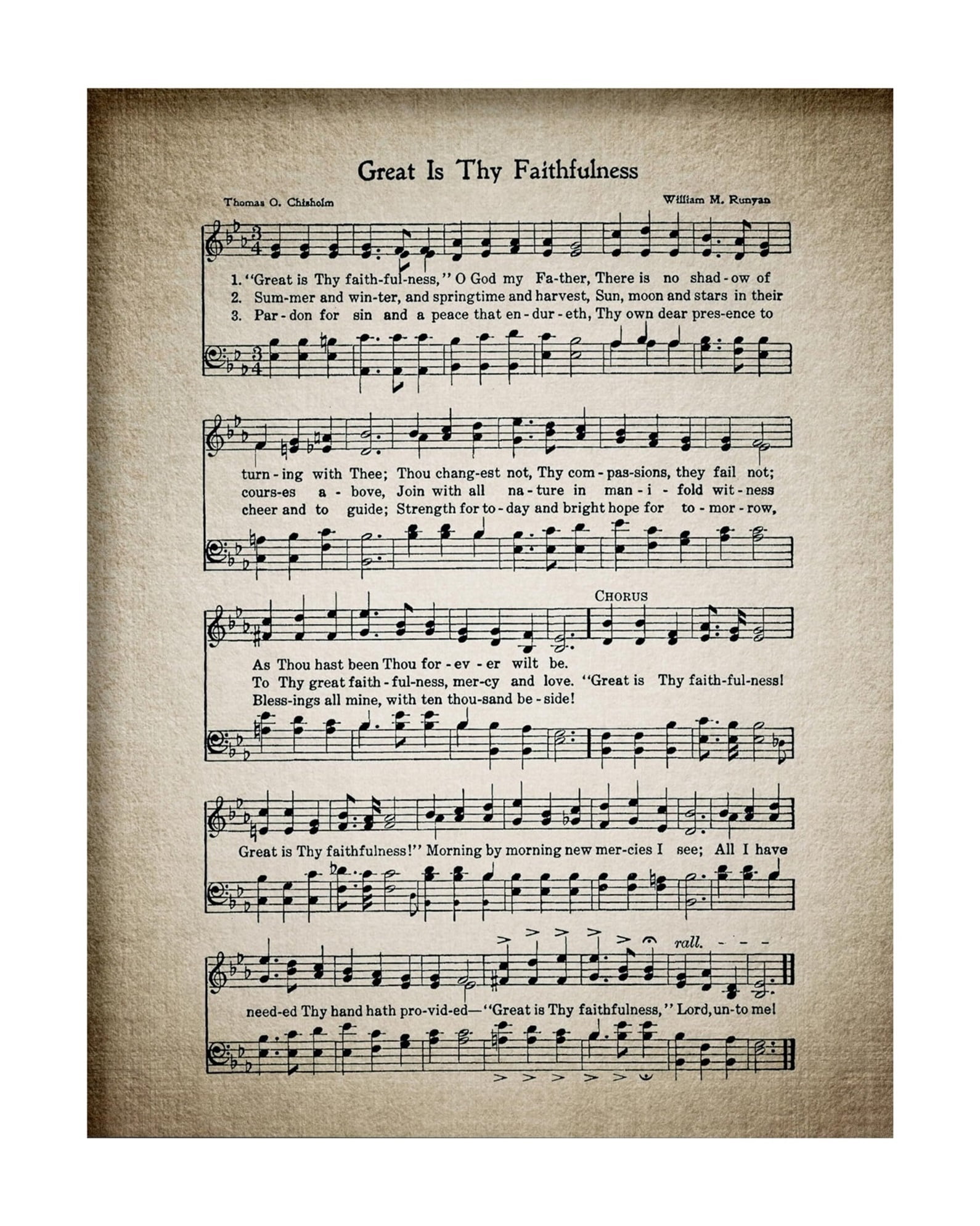 Great is thy Faithfulness Poster Sheet Music Art - Inspirational Gift ...