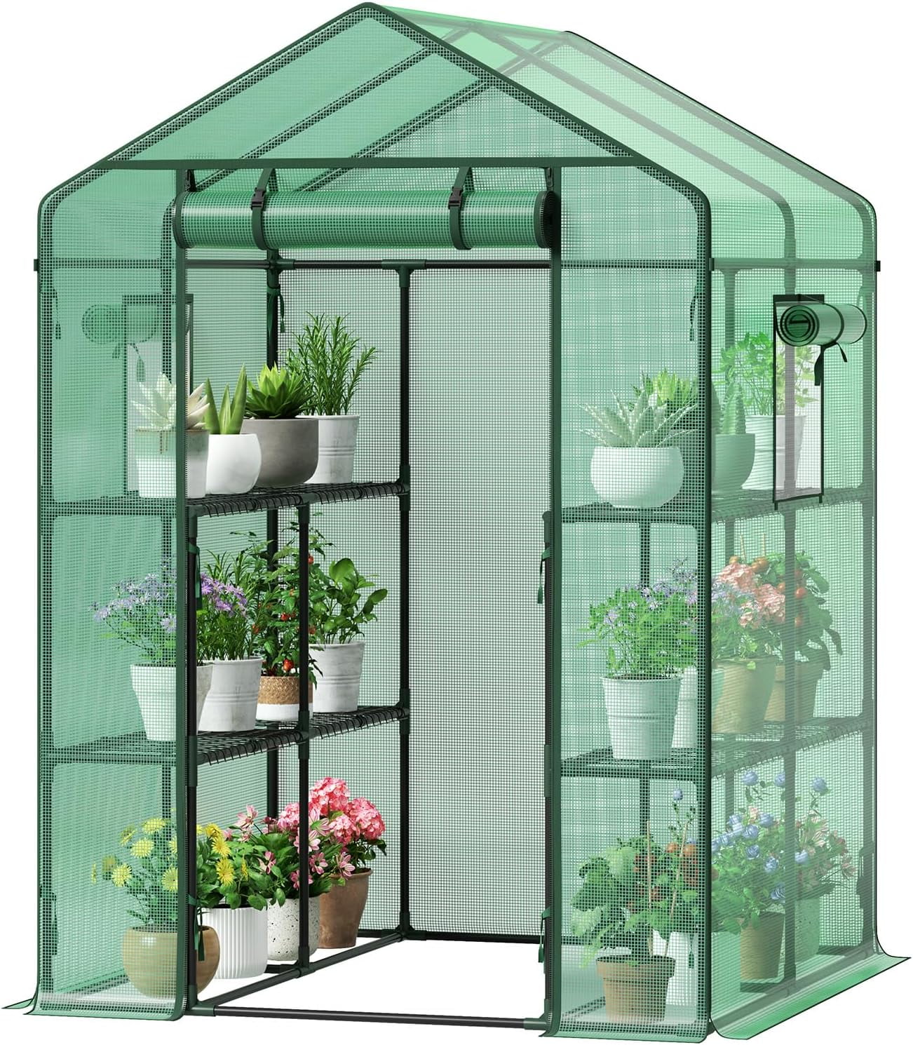 GreatBuddy Walk-in Greenhouse for Outdoors, High-Density PE Cover with ...