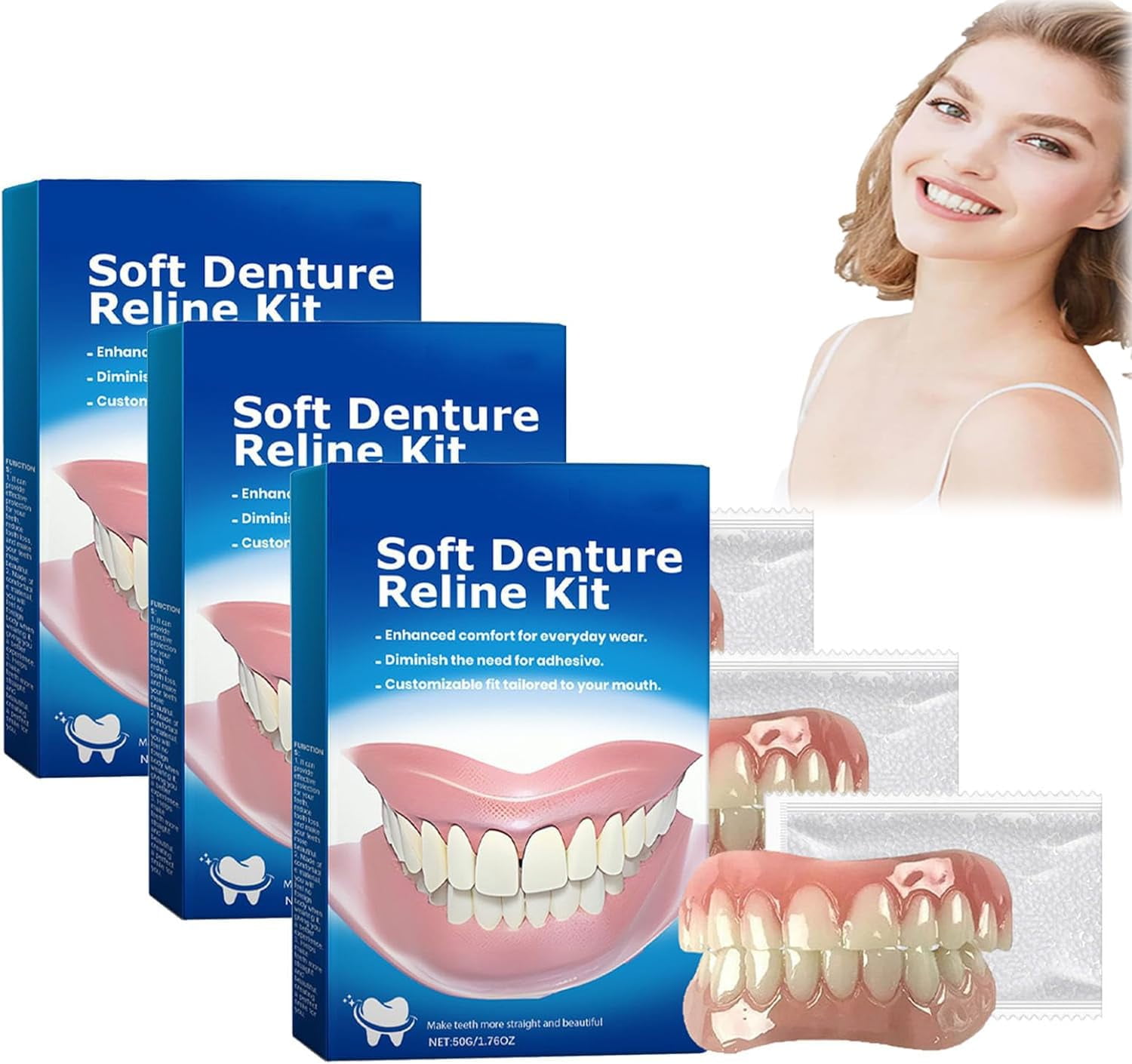 GreatFit Denture Silicone Reline Kit, Denture Silicone Reline Kit, Soft ...