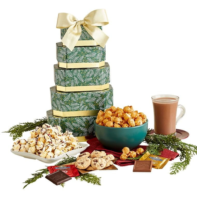 GreatFoods Deluxe Holiday Golden Elegance Tower with Ghirardelli ...