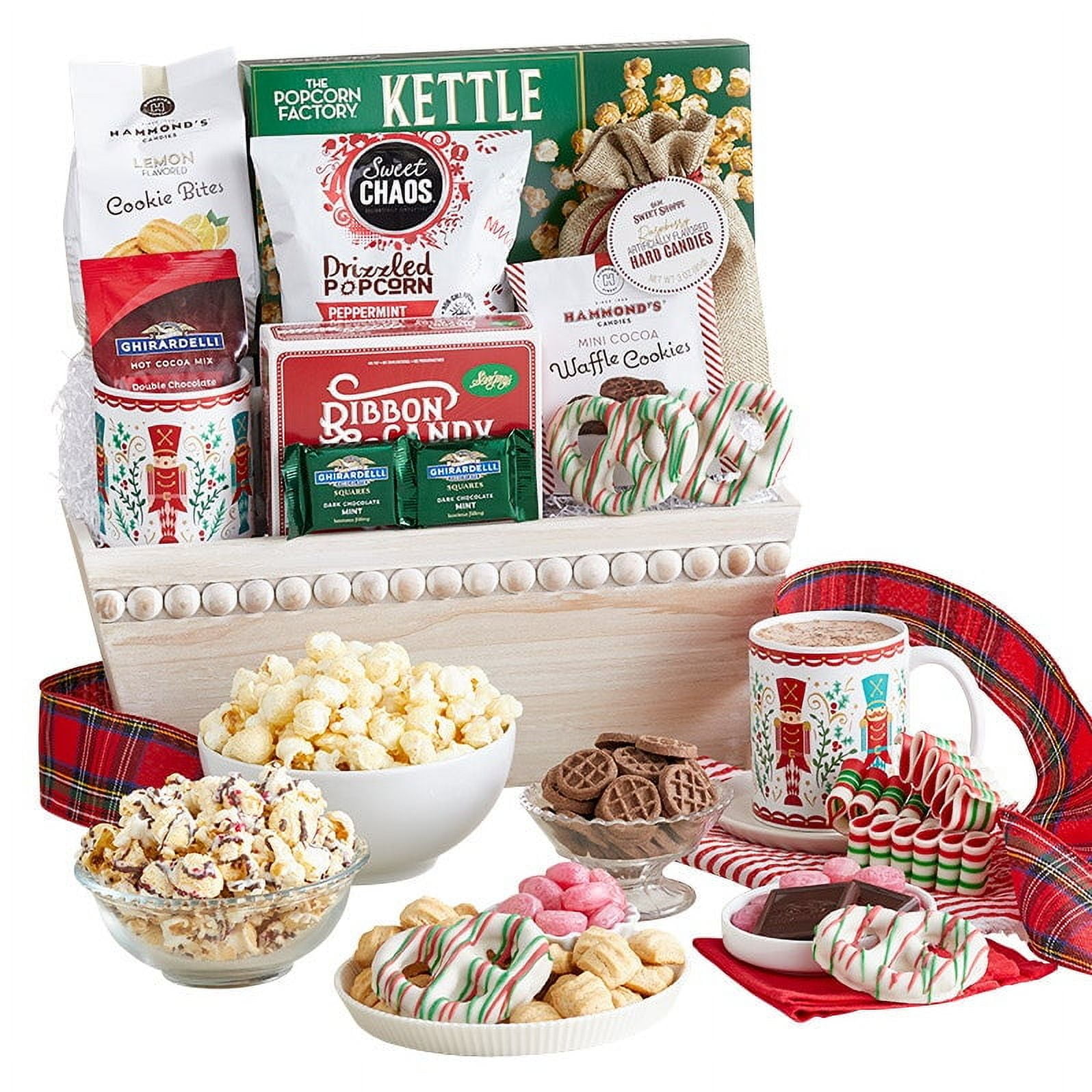 GreatFoods Festive Celebrations Wooden Basket Assortment of Sweets ...