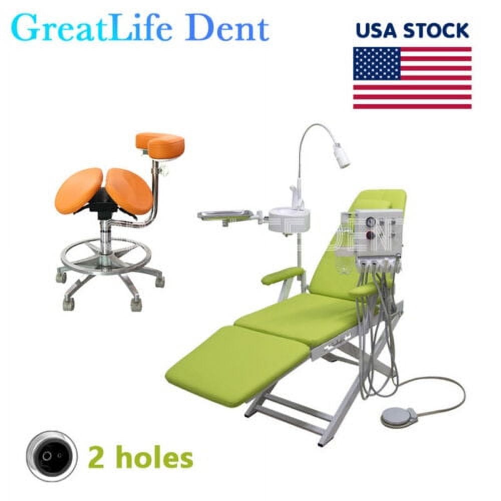 GreatLife Dent PORTABLE DENTAL FOLDING CHAIR LED LIGHT+TURBINE UNIT 3 ...