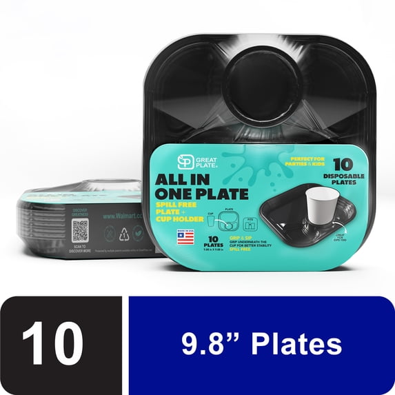 GreatPlate 10” All-in-One Disposable Plate, 10 Count - Walmart.com
