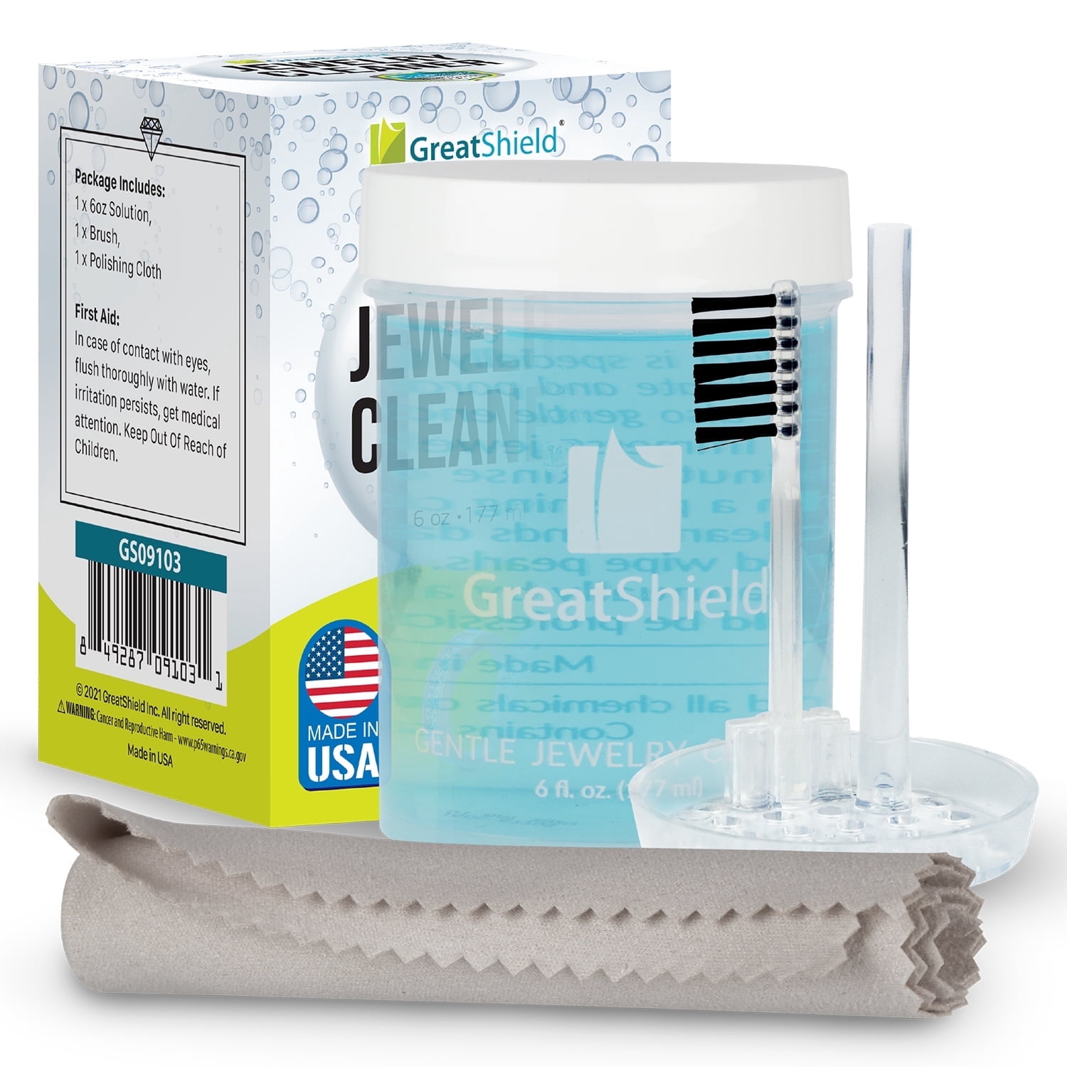 GreatShield Jewelry Liquid Cleaner Solution Kit With Gentle Brush ...