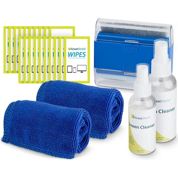 GreatShield Screen Cleaning Kit [Microfiber Cloth, Brush, Solution] for ...
