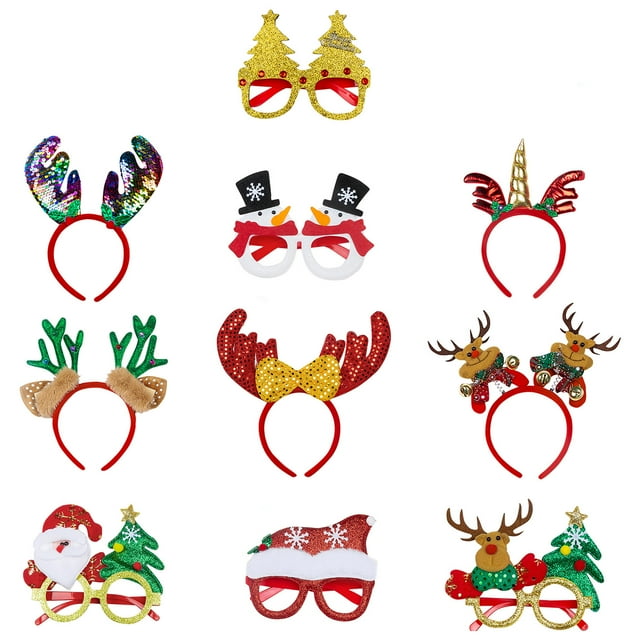 GreatStyler 10 Pack Christmas Headbands Holiday Christmas Glasses for ...