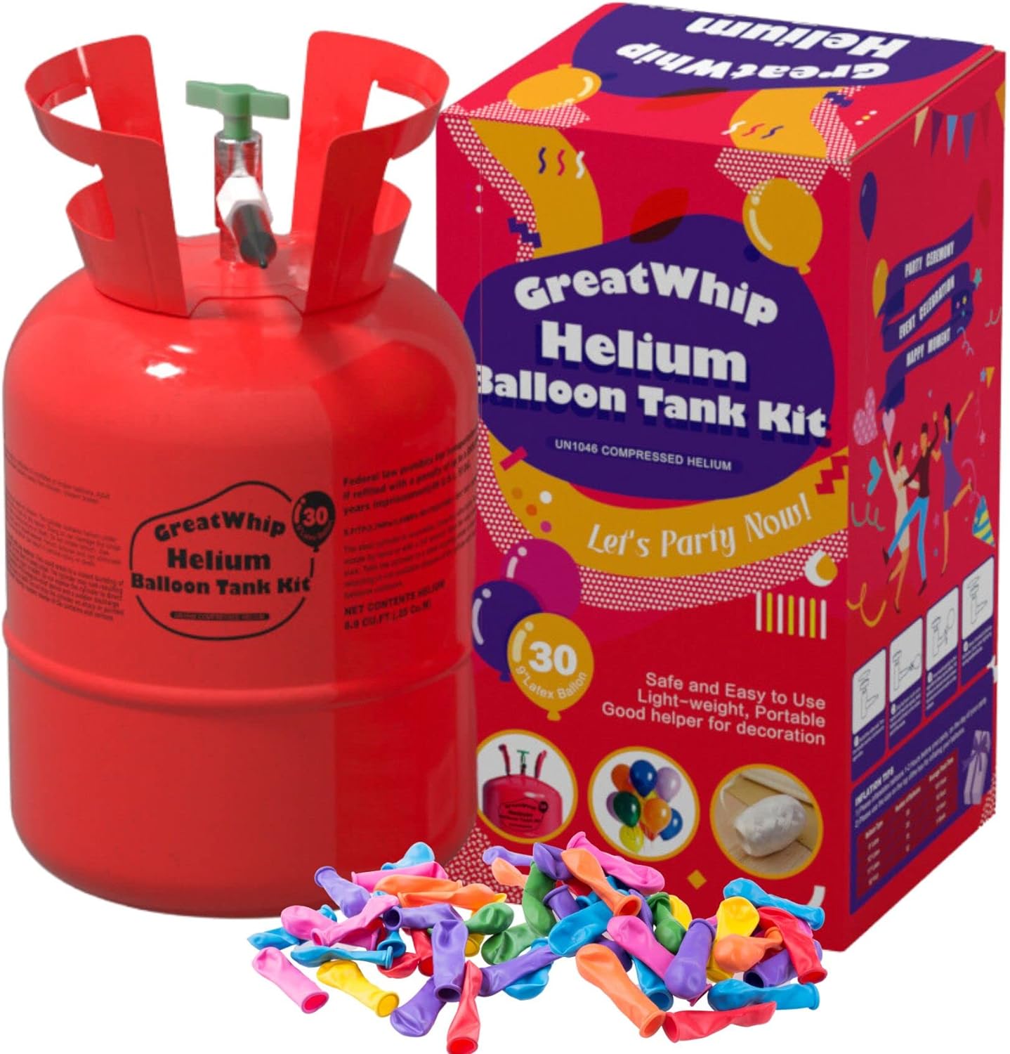 GreatWhip 13L Helium Tank up to 50 Latex Balloons Helium Tank for Balloons at Home Helium ...