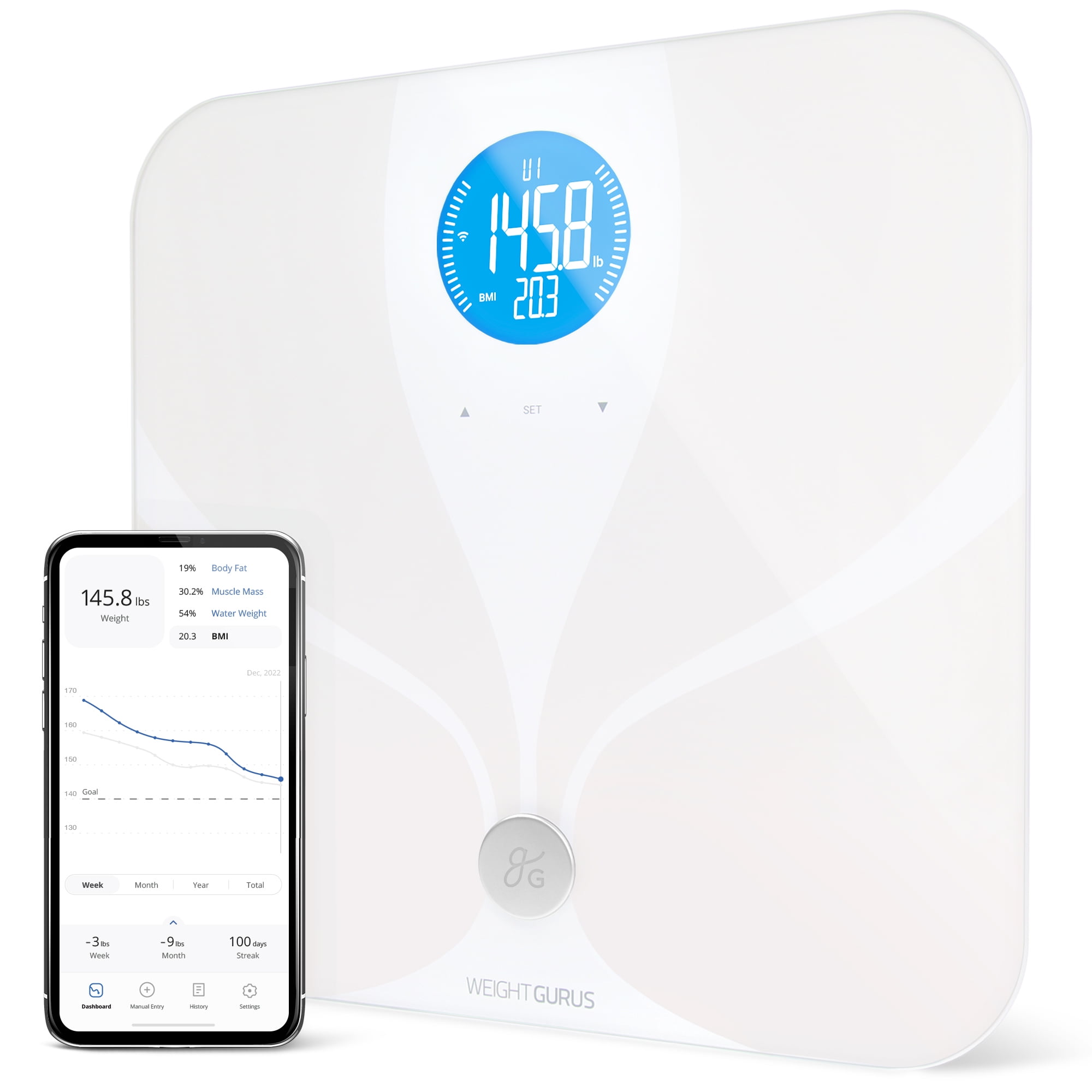 Greater Goods WiFi Weight Scale; Digital Smart Scale for Bathroom ...