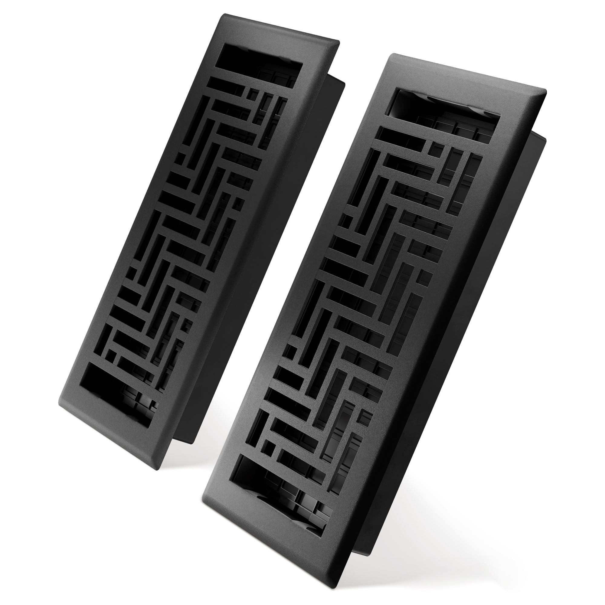Greater Grates Floor Register 4x10 Herringbone Textured Black 2 Pack ...
