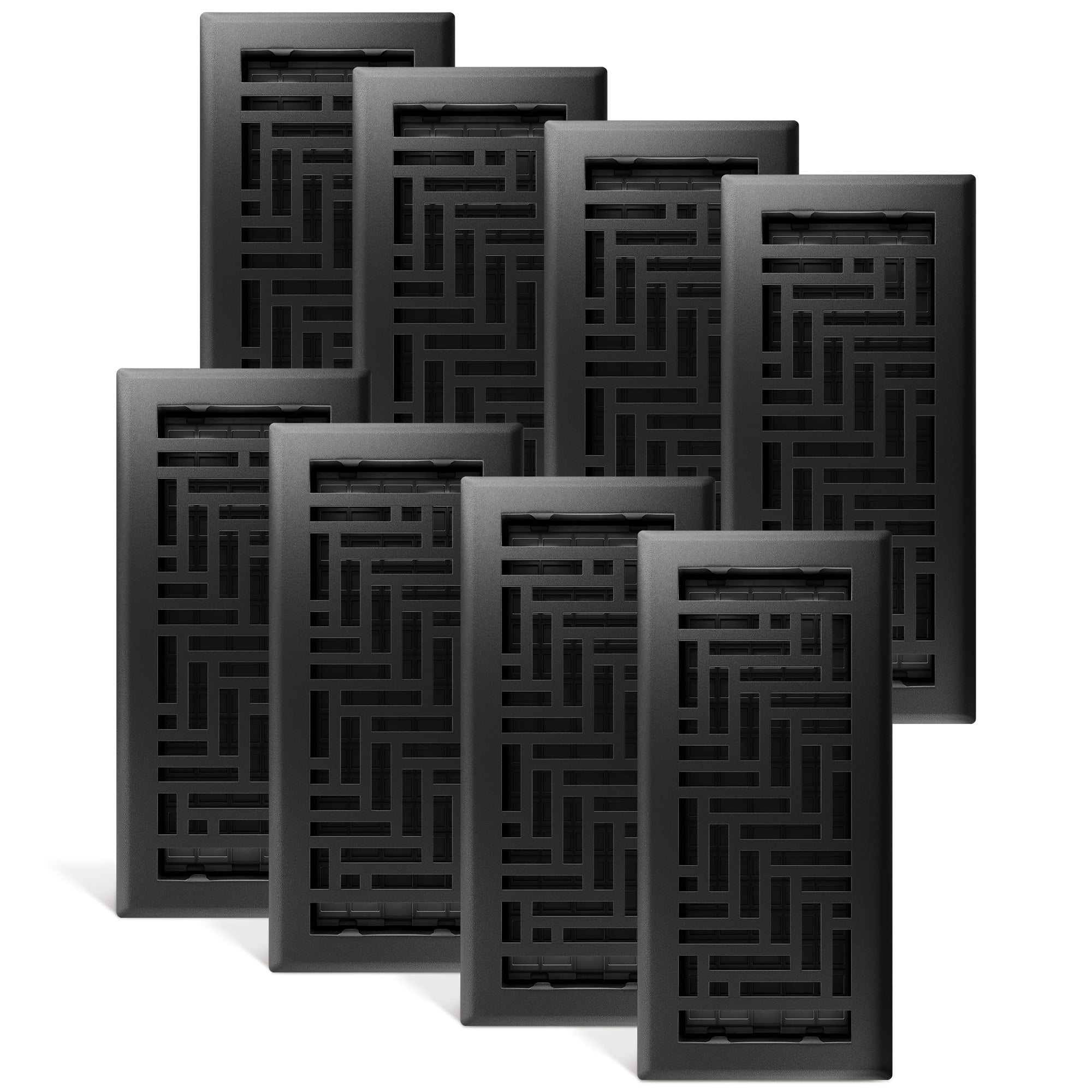 Greater Grates Floor Register 4x10 Herringbone Textured Black 8 Pack ...