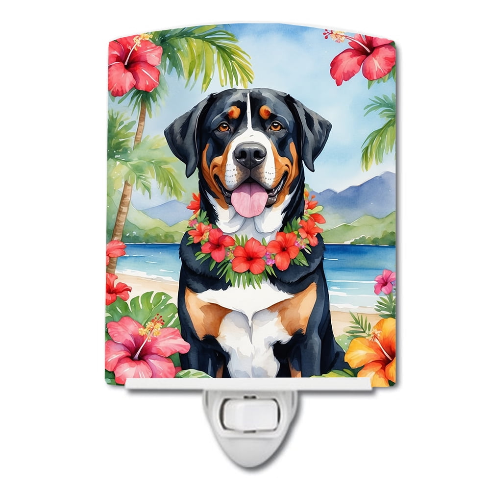 Greater Swiss Mountain Dog Luau Ceramic Night Light 4 in x 6 in ...