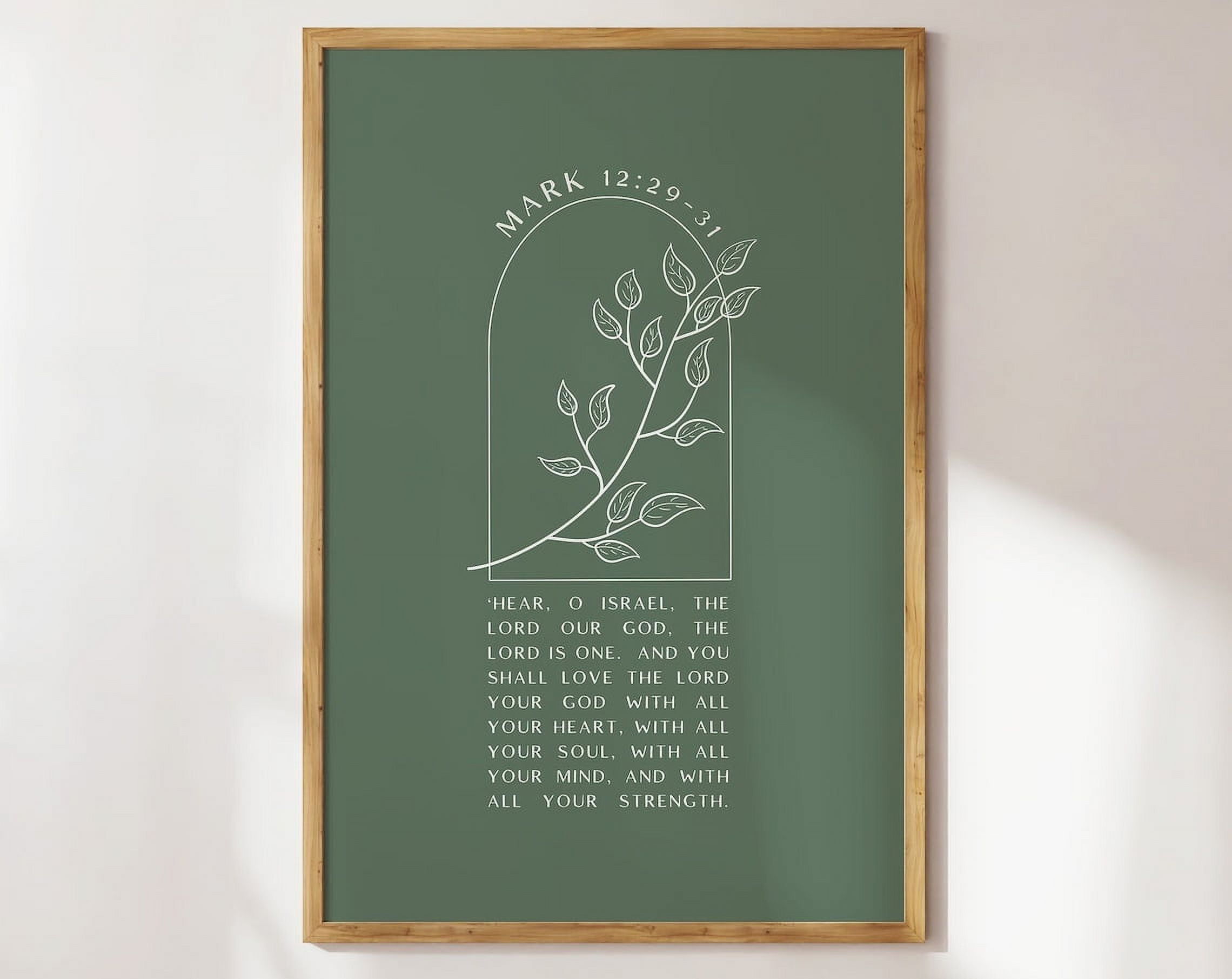 The Greatest Commandment, Mark 12, Sage Green Wall Art, Scripture Art ...