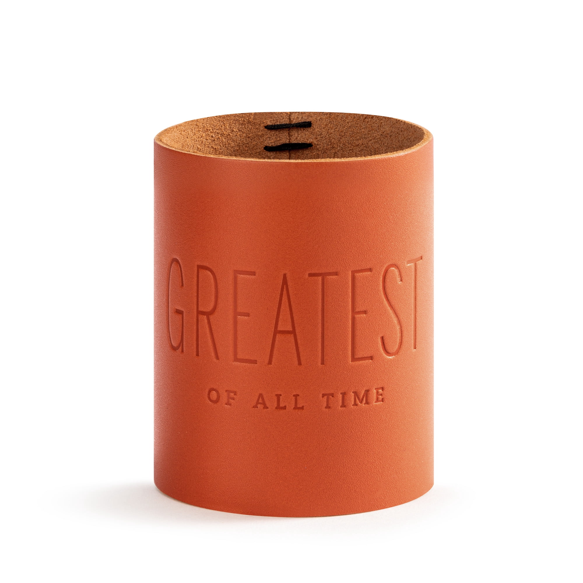 Greatest Of All Time Orange 5 x 4.5 Inch Leather Can Cooler Beverage ...
