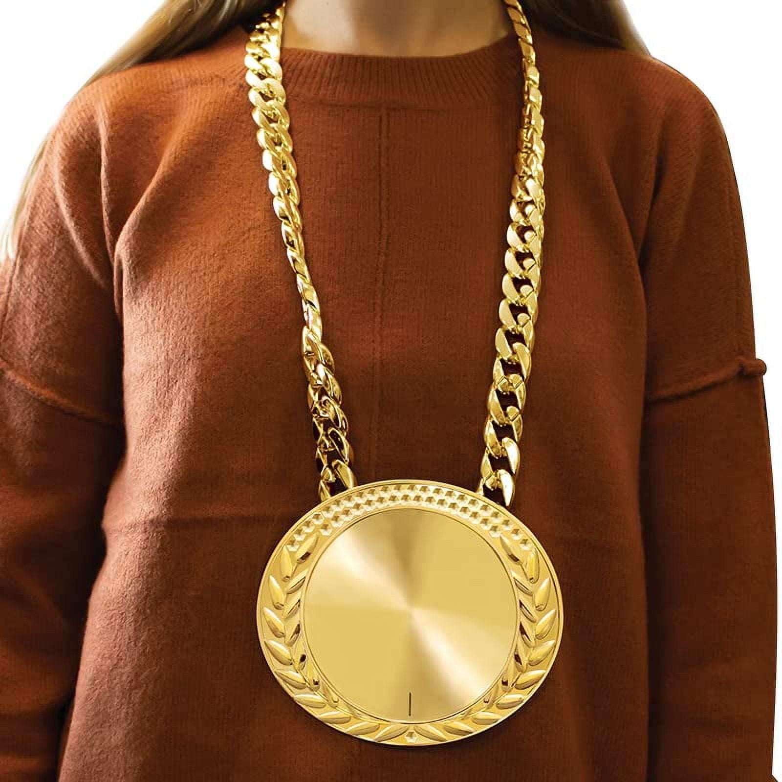 Greatest of All Time Turnover Chain Medal, 6" Gold Champ Medal Necklace ...