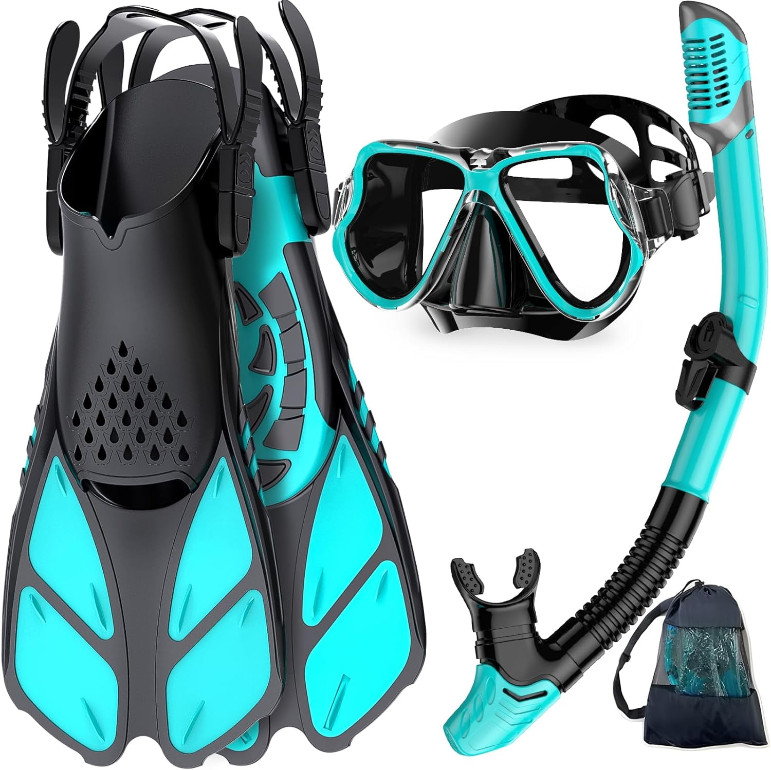 Greatever Mask Fins Snorkel Set, Snorkeling Gear for Adults, Panoramic ...