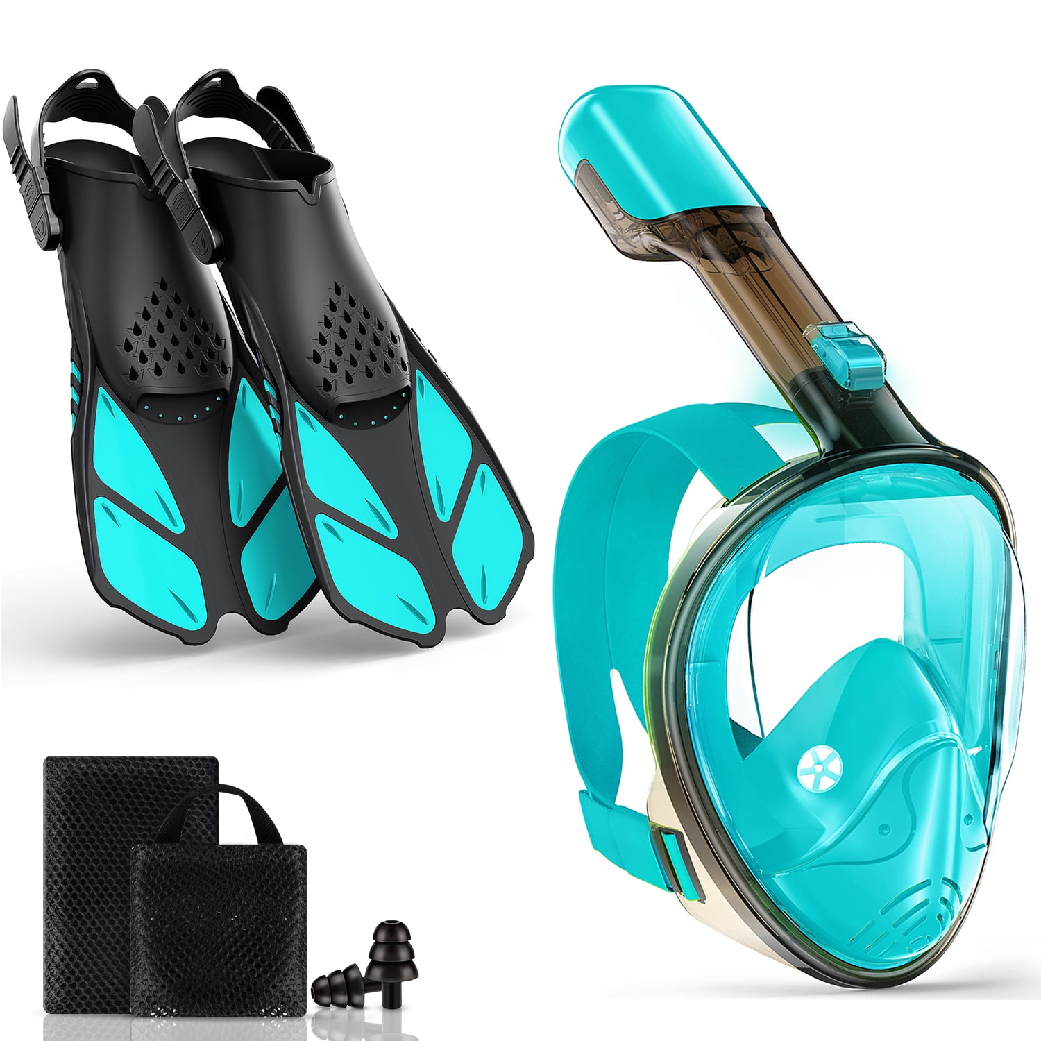 Greatever Mask Fins Snorkeling Gear for Adults, Full Face Snorkel Mask ...
