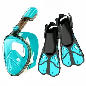Reef Tourer Adult Single-Window Mask, Snorkel & Fin Traveling Set ...