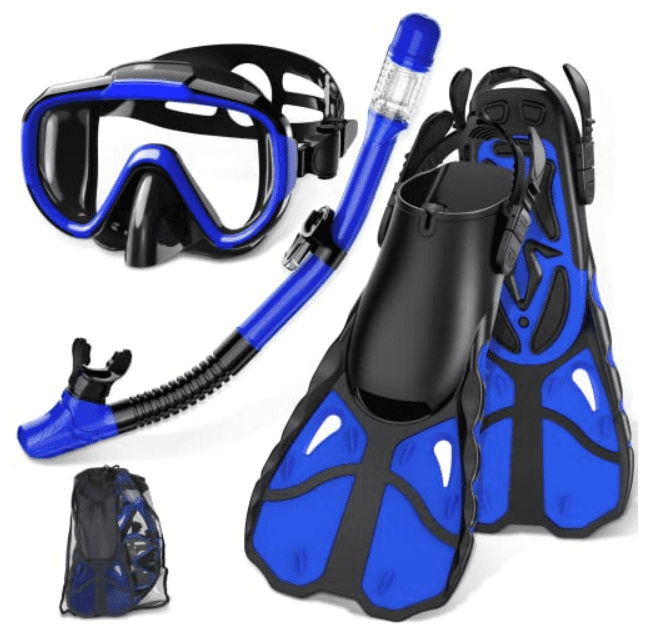 Greatever Snorkel Set with Fins for Adults, Mask Fins Snorkel Gear for ...