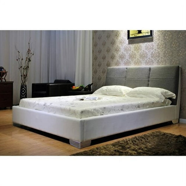 Greatime B1145 Leatherrette Platform Bed With Matching Gray Fabric ...