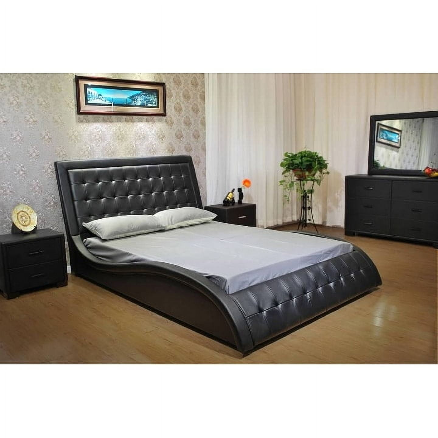 Greatime Extra-Wavy Vinyl Platform Bed Black California King - Walmart.com