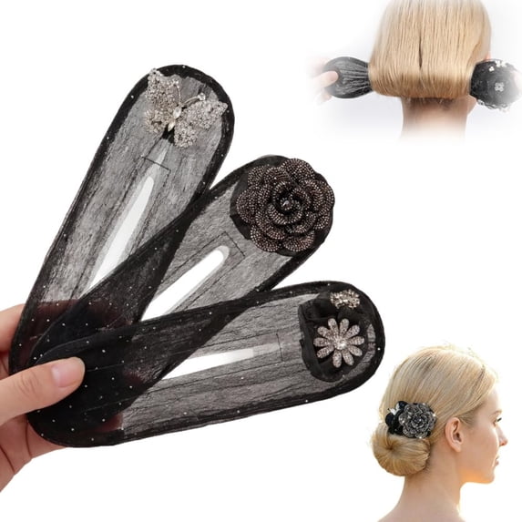 Greatunes Hair Bun Maker with Hand Embroidered Flowers, Deft Bun Clip ...