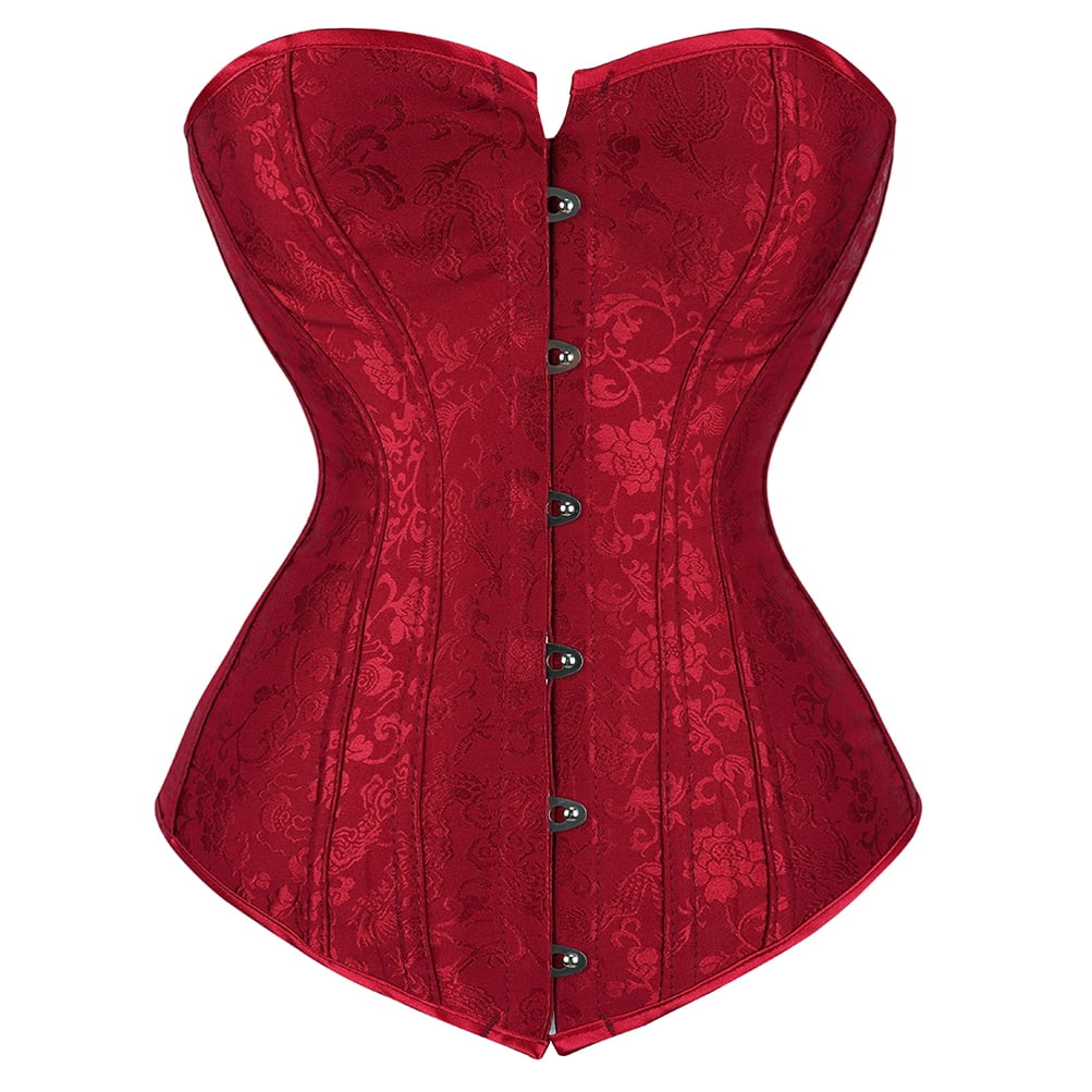 Grebrafan Bustier Corset Top Lace up Vintage Red XL - Walmart.com