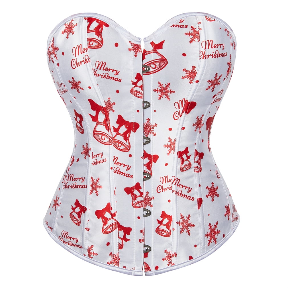 Grebrafan Corset Christmas Women Plus Size Cosplay Bustier White M ...