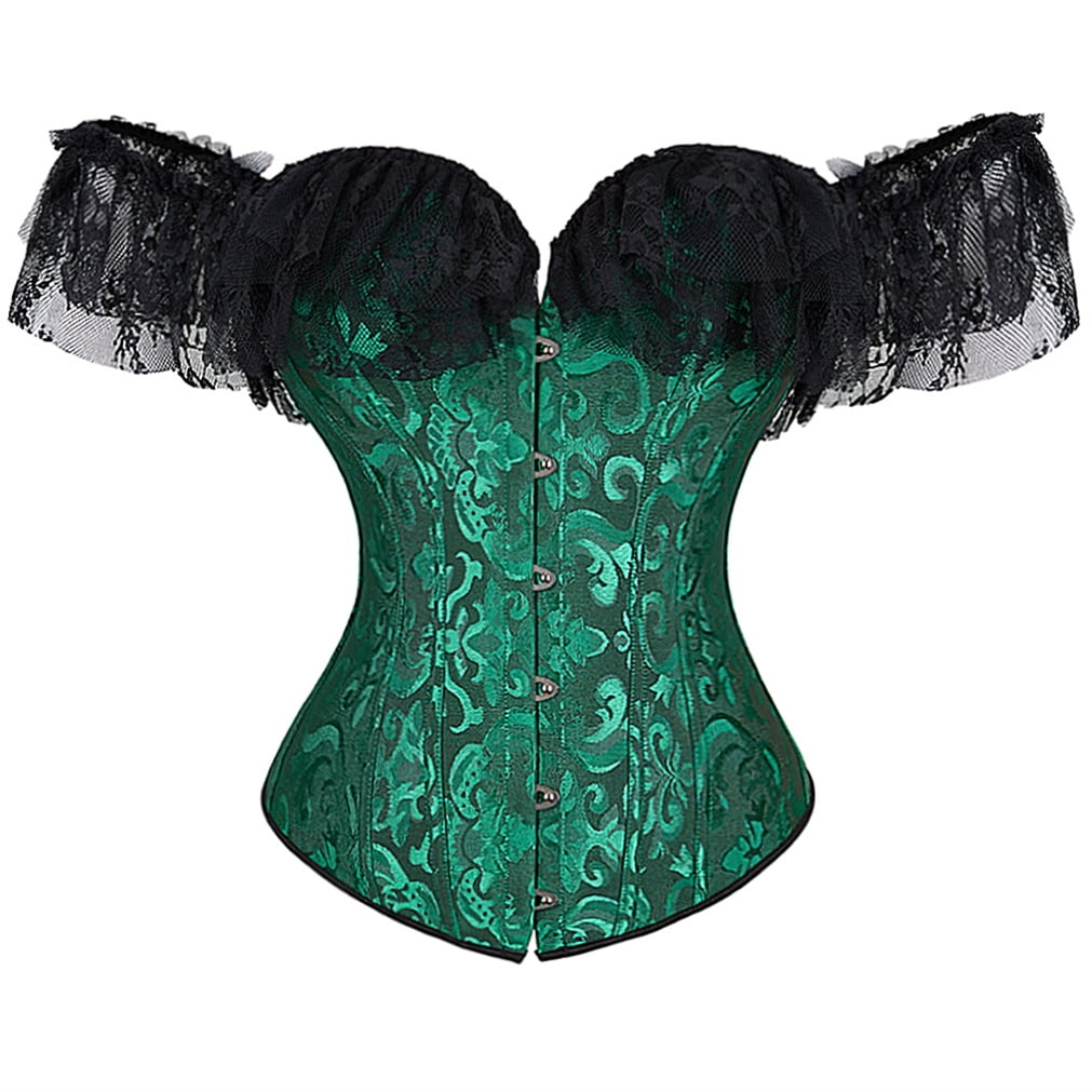 Grebrafan Corset Graduation Party Lace Off Shoulder Bustier Black Green ...