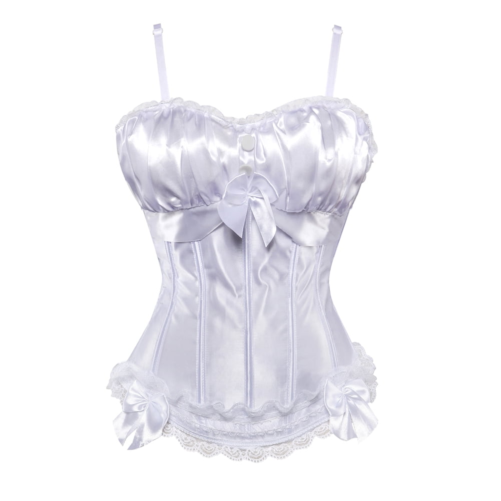 Grebrafan Corset Top Women Padded Push up Bridal Bustier White M ...
