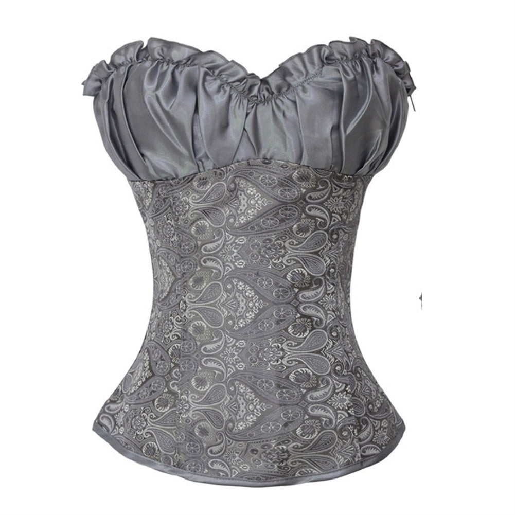 Grebrafan Corset With Straps Cosplay Masquerade Bustier Top Gray M ...