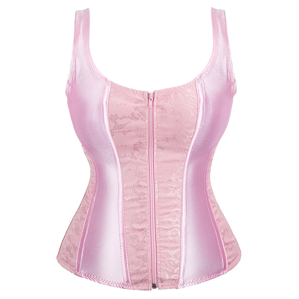 Grebrafan Corset Zip up Women Role Playing Peacock Bustier Pink XS ...
