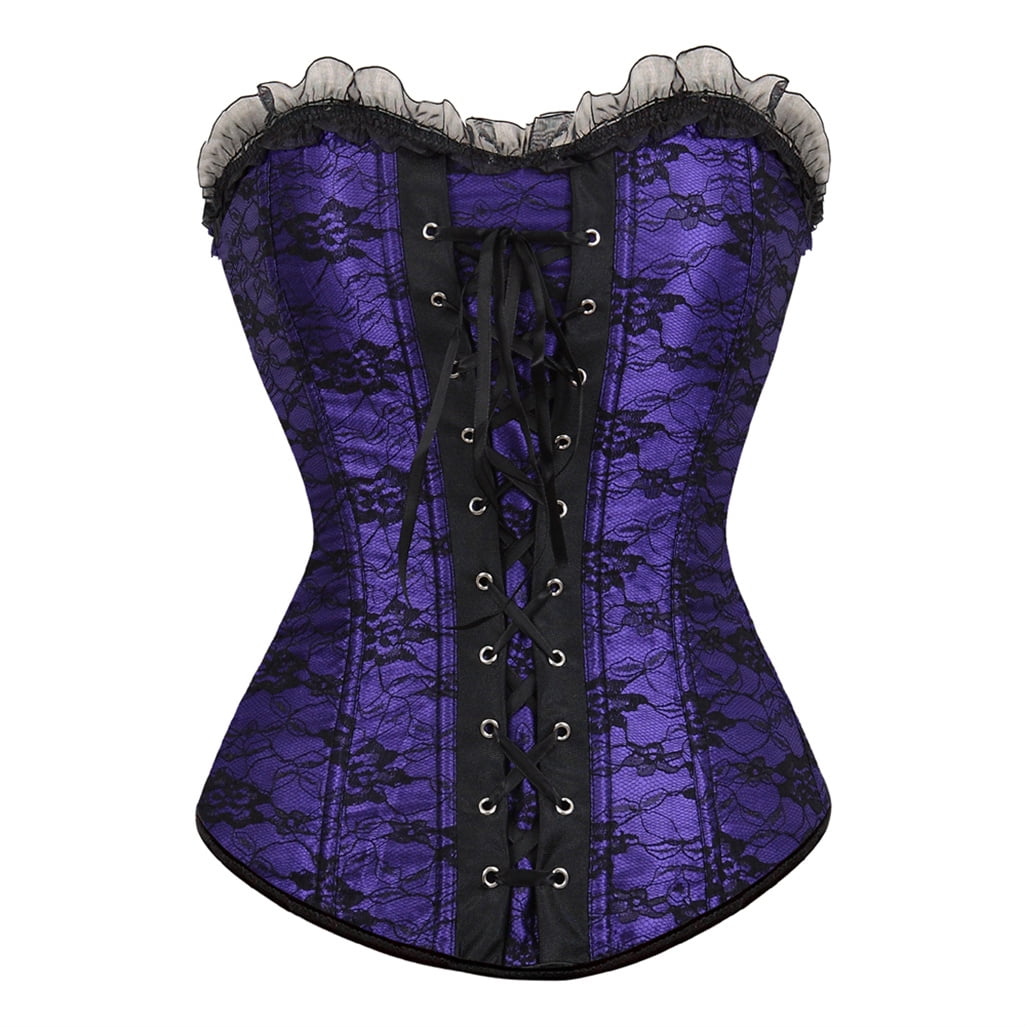 Grebrafan Corset for Women Renaissance Bustier Top Plus Size Purple S ...
