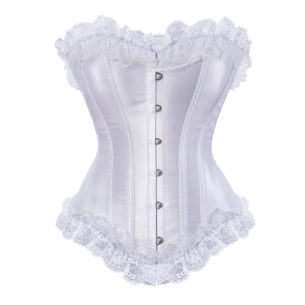 Grebrafan Gothic Corset Tops Women Wedding Bustiers Bride All White M ...